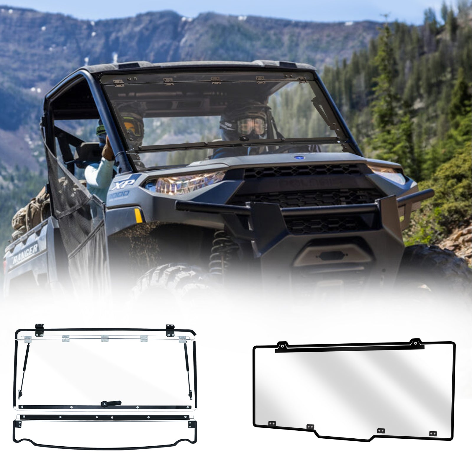 Polaris Ranger 1000/XP/Crew Flip & Crystal Rear Windshield – StarknightMT