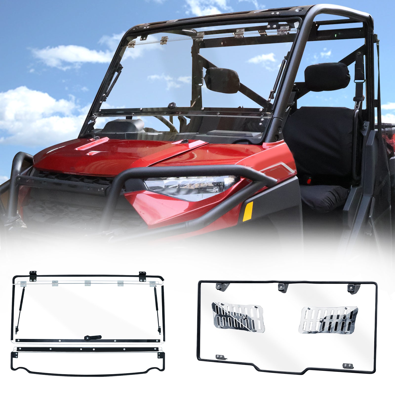 Polaris Ranger 1000/XP/Crew Flip & Vented Rear Windshield – StarknightMT