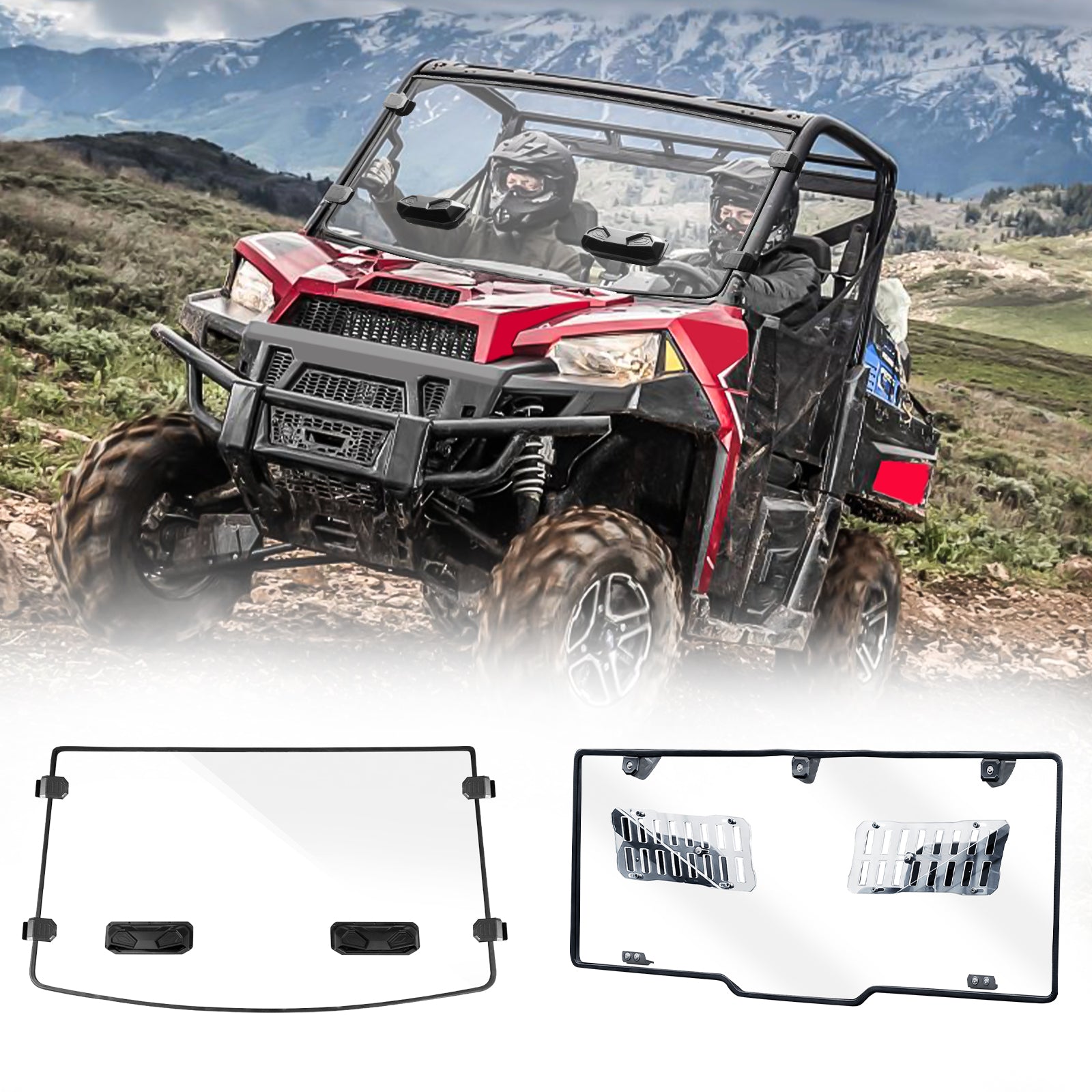 Polaris Ranger 1000/XP 1000/Crew Vented Front & Rear Windshield ...