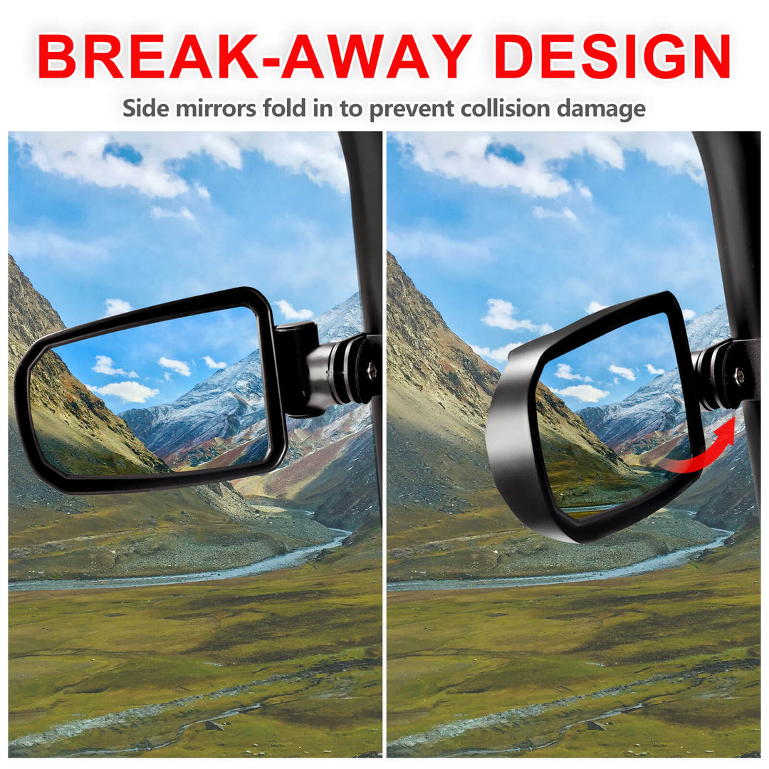 Folding Adjustable Surface Side View Mirrors Fit 1.75" Roll Cage ...